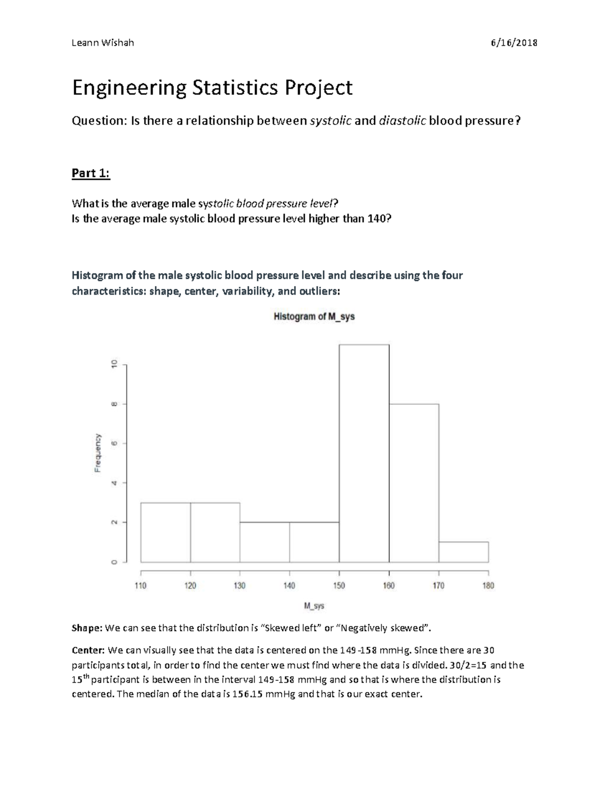 Final Engineering Statistics Project - Since there are 30 participants ...