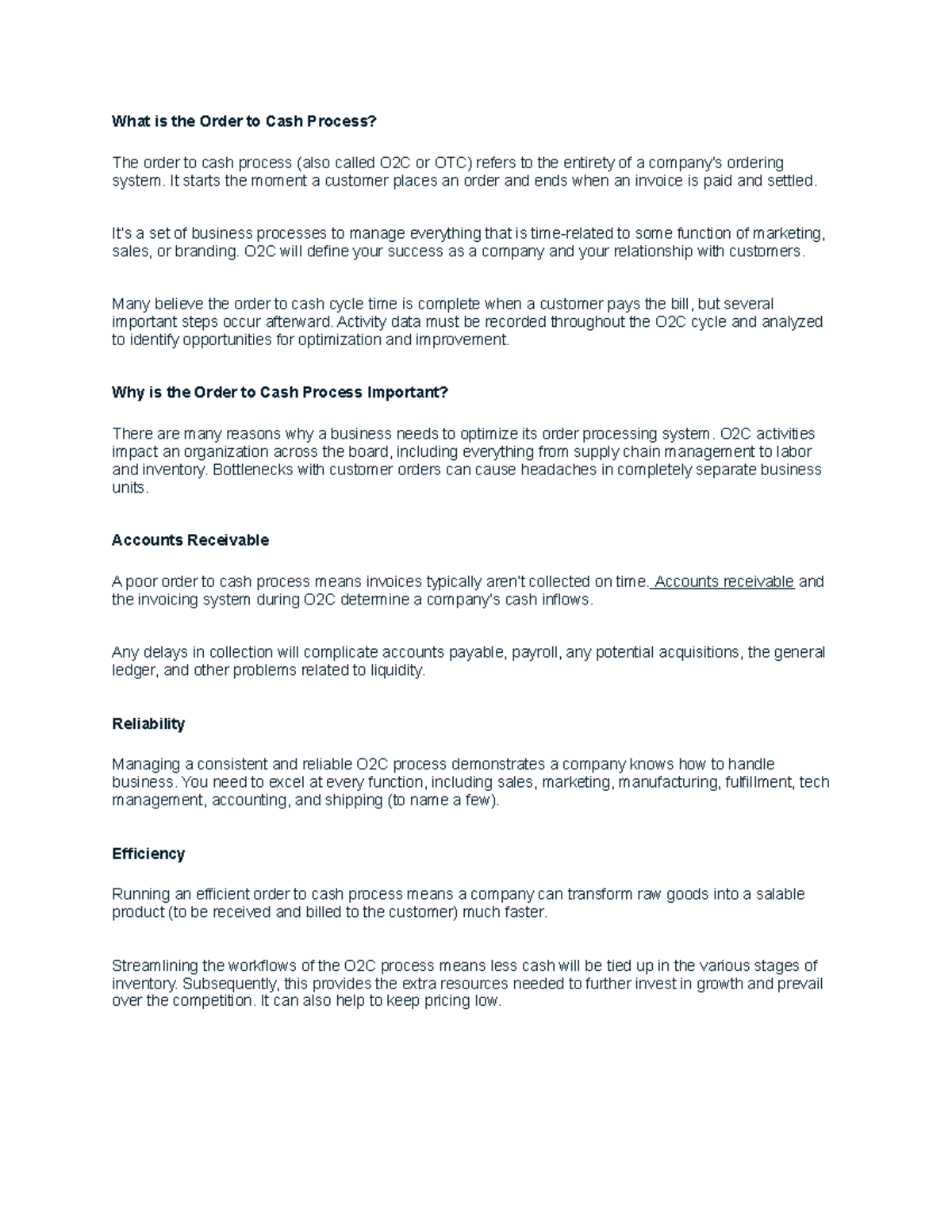 Order to cash study - What is the Order to Cash Process? The order to ...