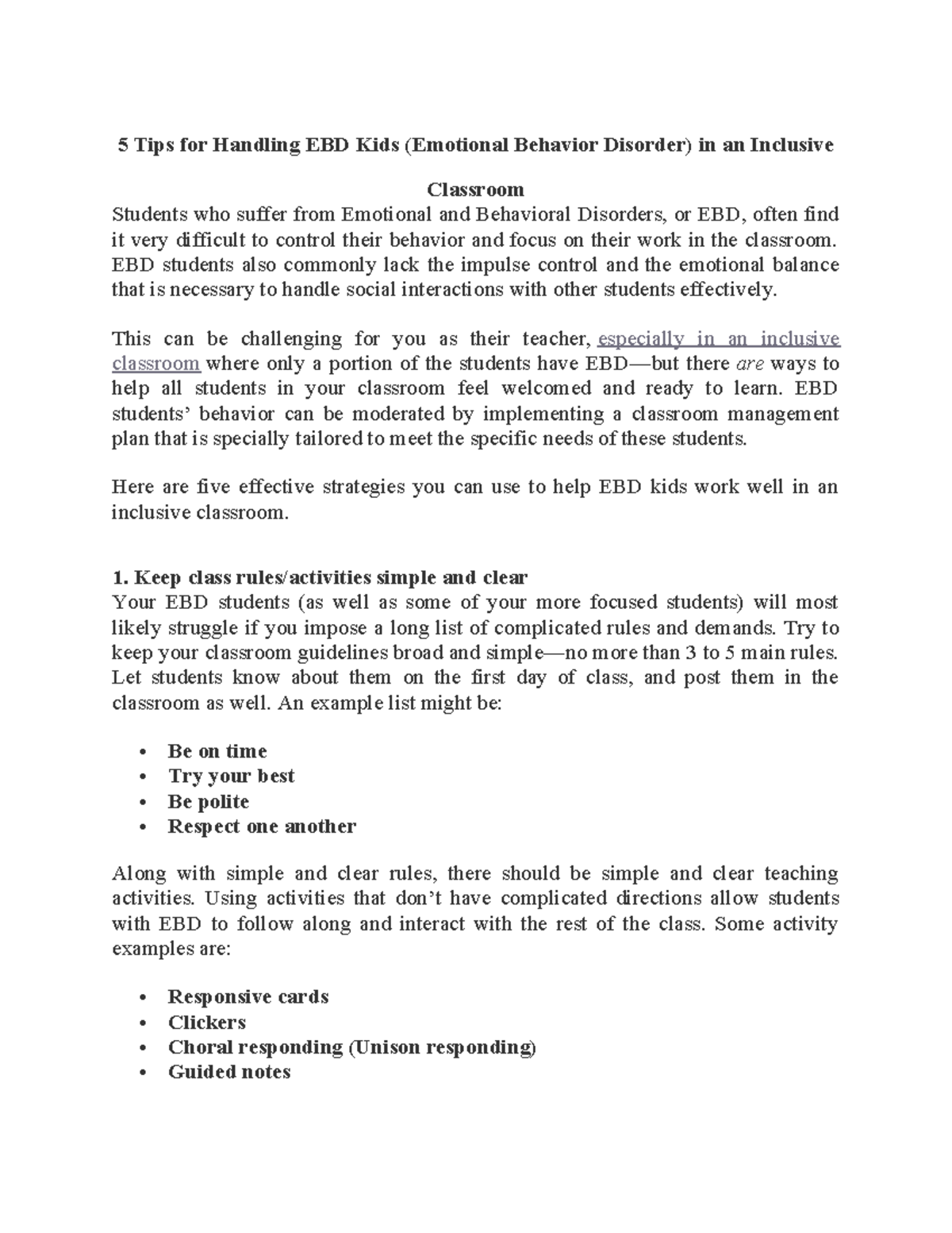 TIPS TO Students WITH Emotional Disorders - 5 Tips for Handling EBD ...