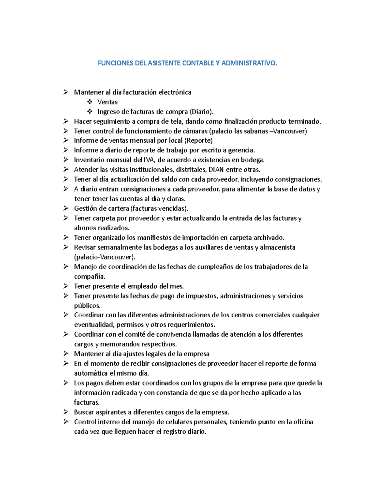 Funciones DEL Asistente Contable Y Administrativo - FUNCIONES DEL ASISTENTE CONTABLE Y - Studocu
