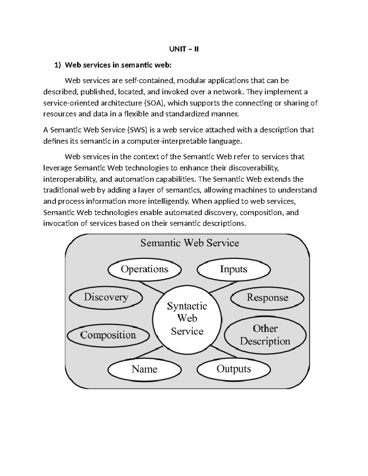 Semantic Web Unit - II - UNIT – II 1) Web services in semantic web: Web services are self ...