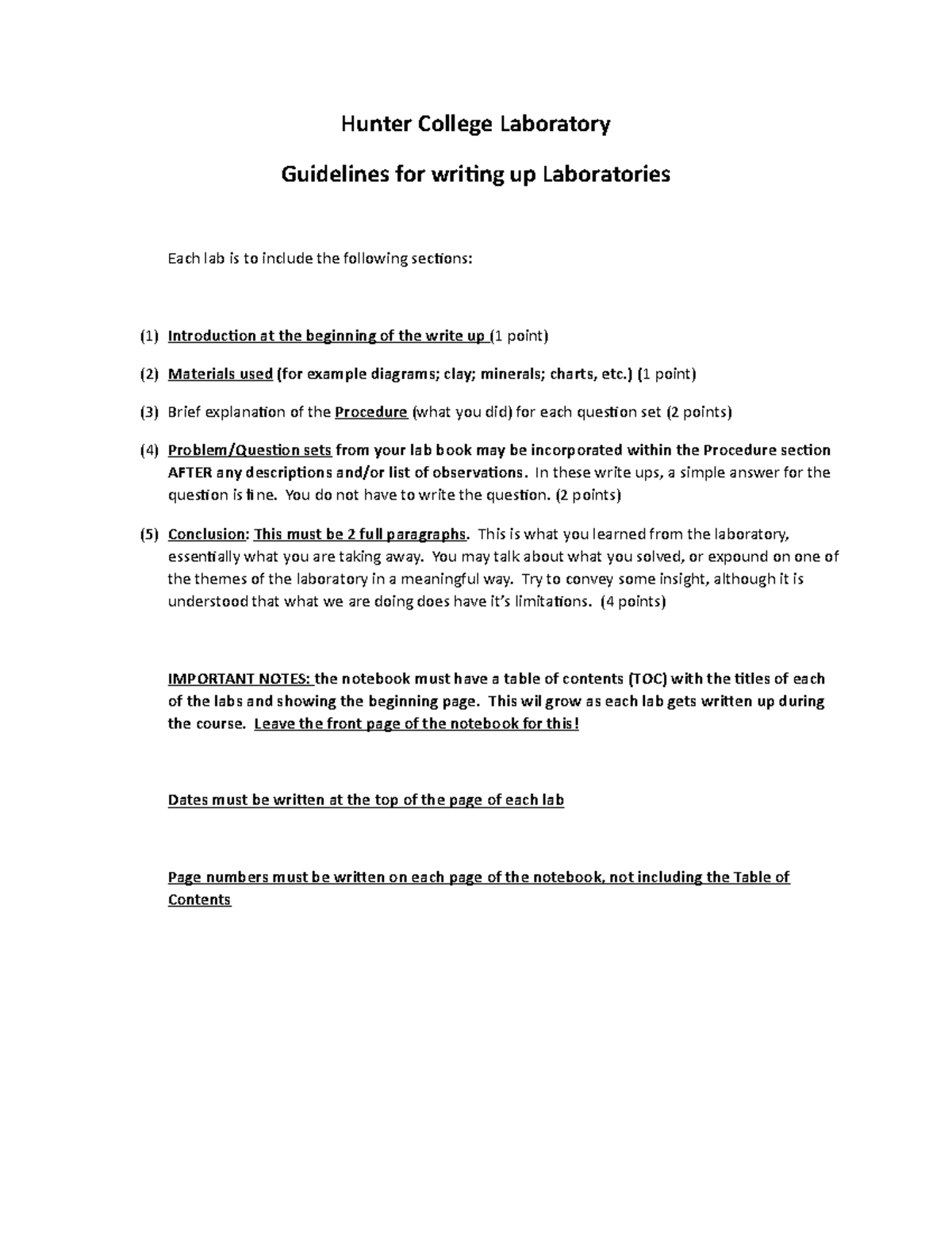 Hunter College Laboratory Write Up - Hunter College Laboratory ...