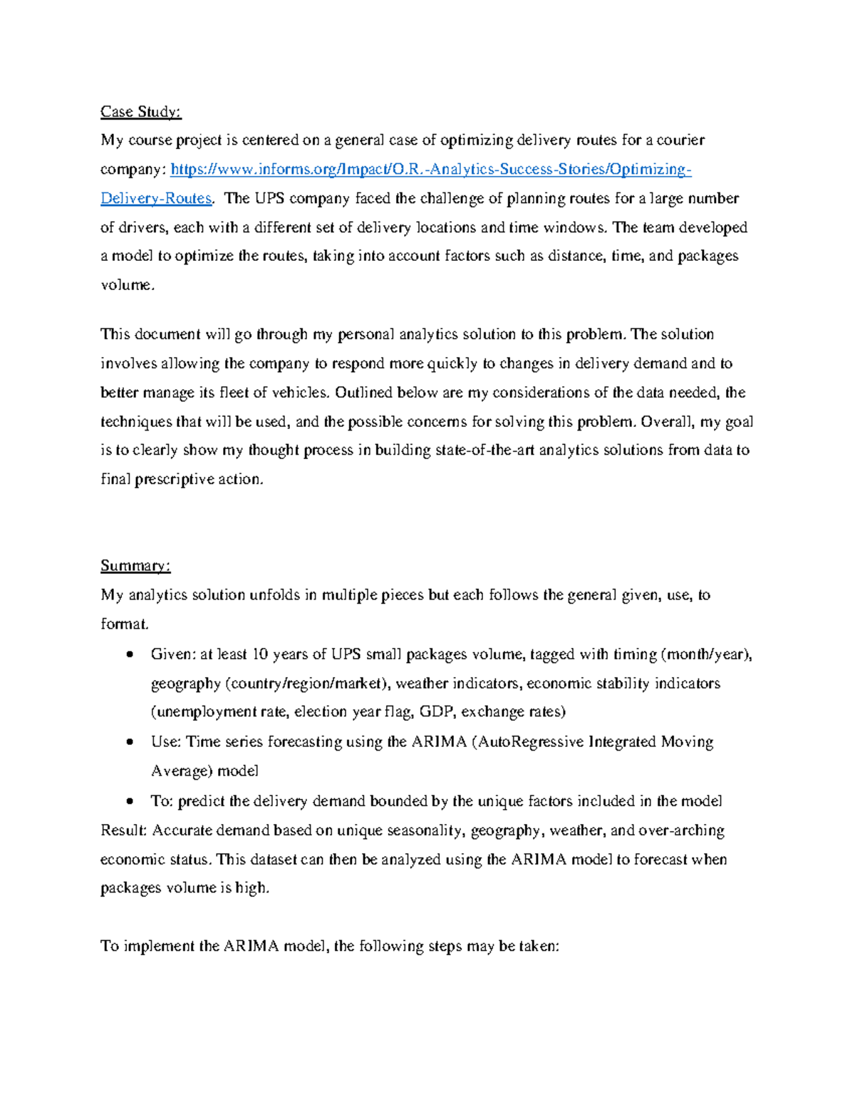 Project 6501 personal - Case Study: My course project is centered on a ...