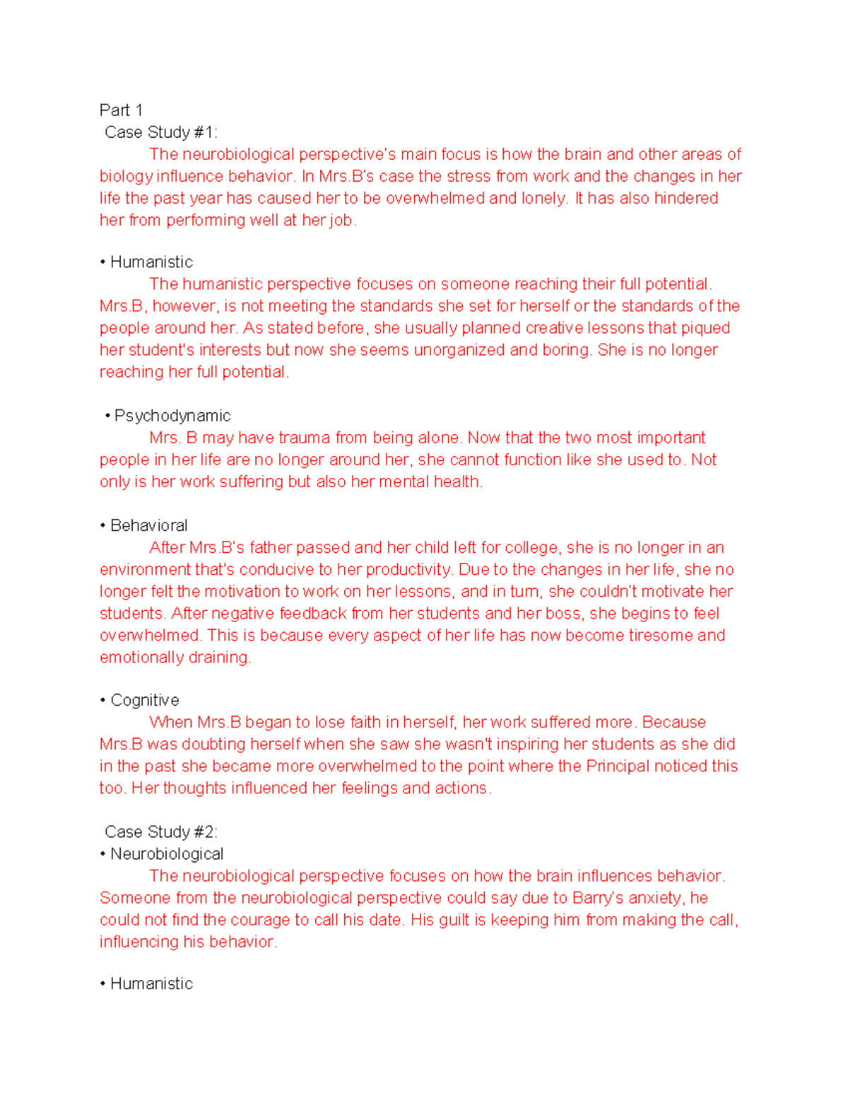 Identifying Perspectives - Part 1 Case Study #1: The neurobiological ...