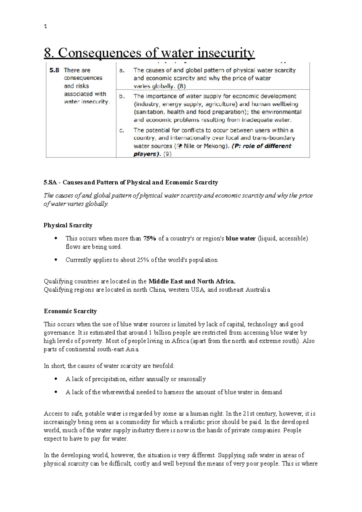 8. Consequences of water insecuriy - 8. Consequences of water ...