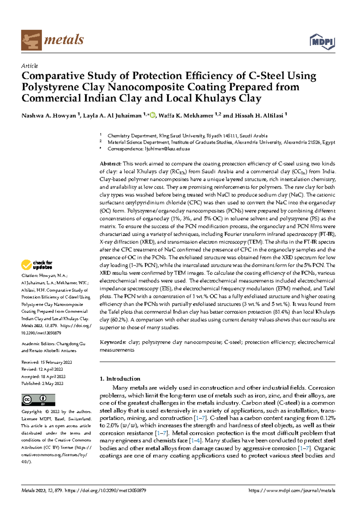 Comparative Study of Protectio - Citation: Howyan, N.; Al Juhaiman, L ...