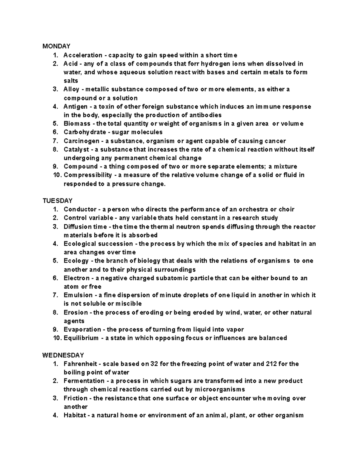 ACT PREP - bellringer - bell ringers - MONDAY Acceleration - capacity ...