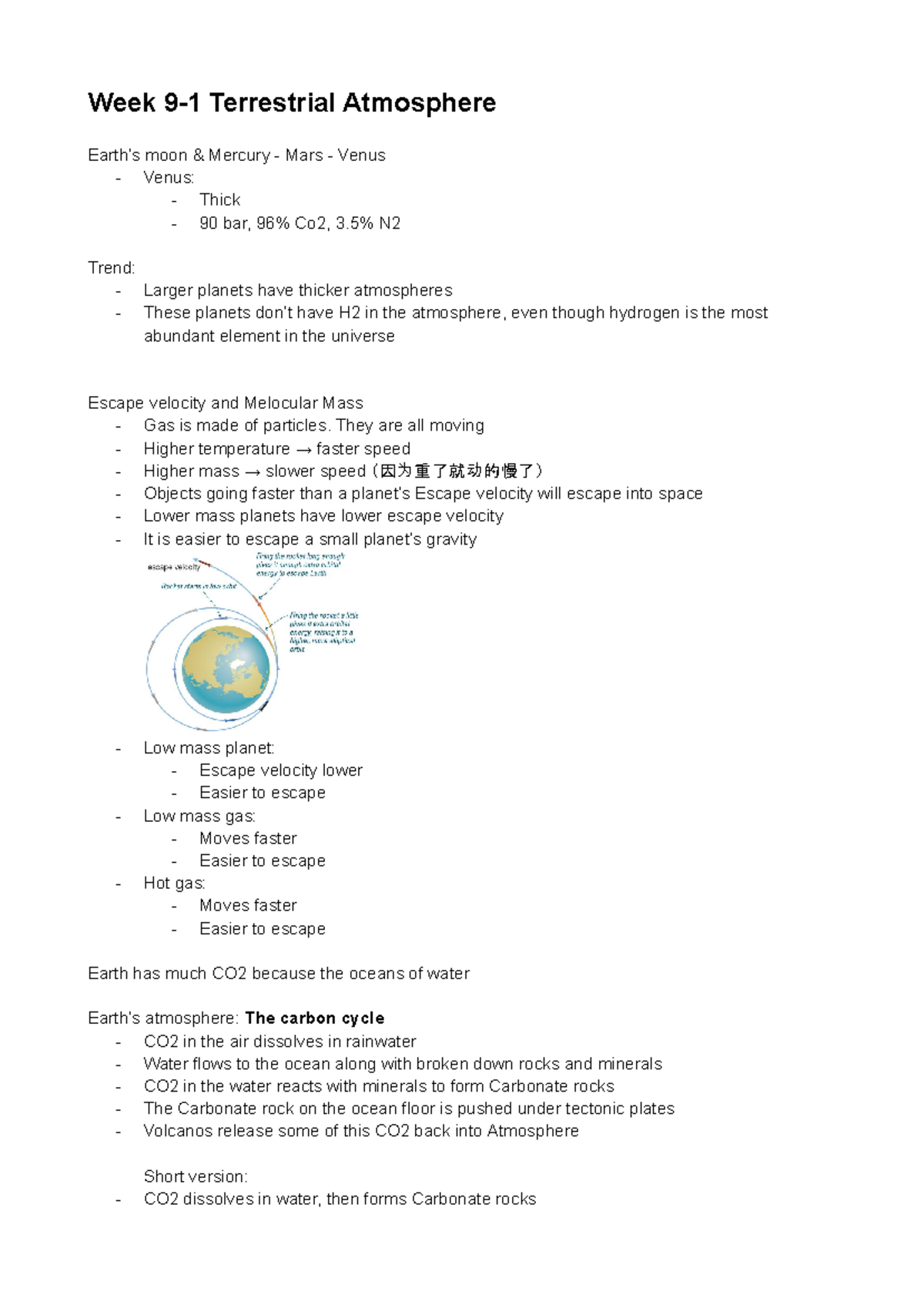 AST101 Week9 - Week 9 lecture notes - Week 9-1 Terrestrial Atmosphere ...