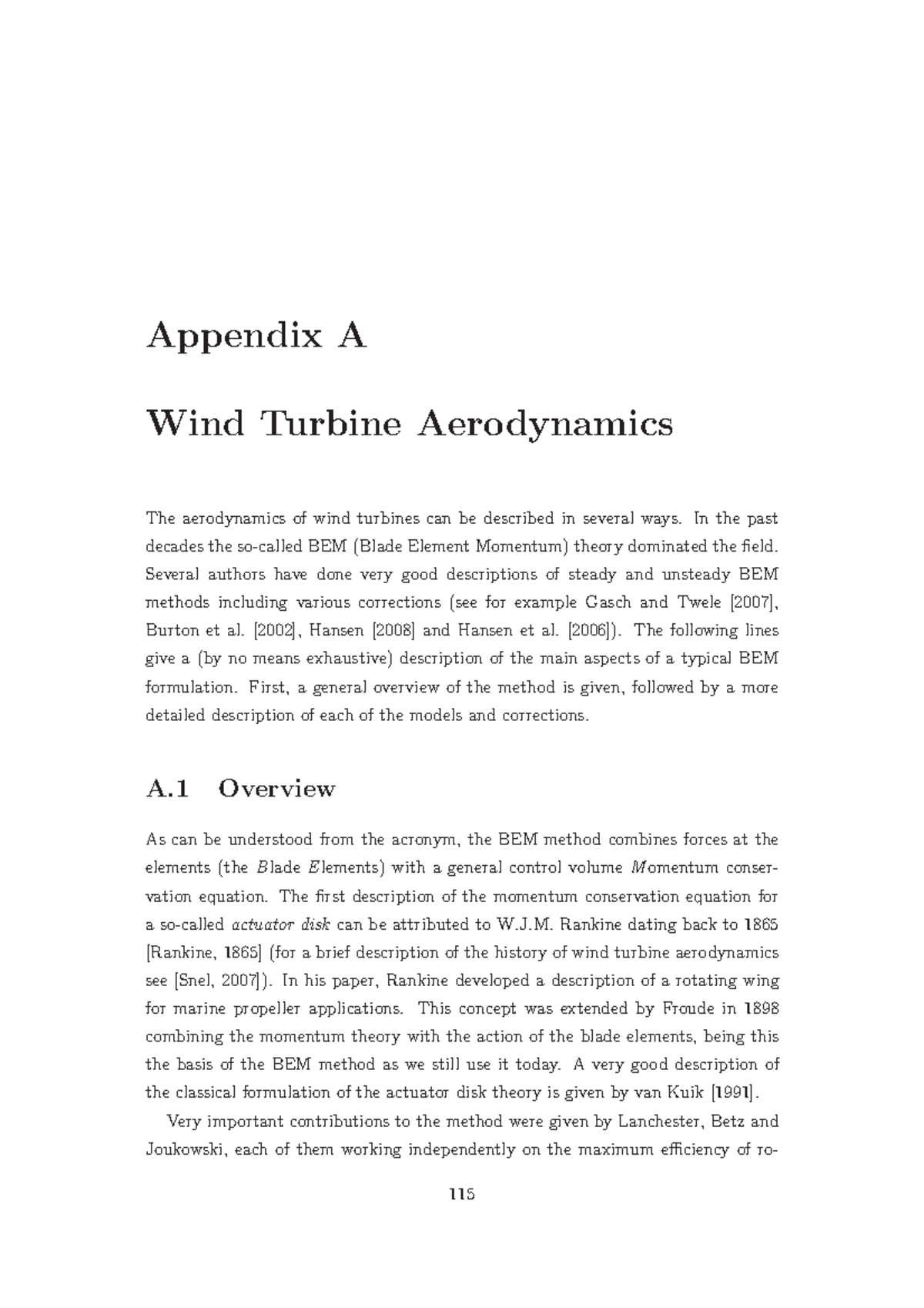 08 Appendix A - Appendix A Wind Turbine Aerodynamics The aerodynamics ...