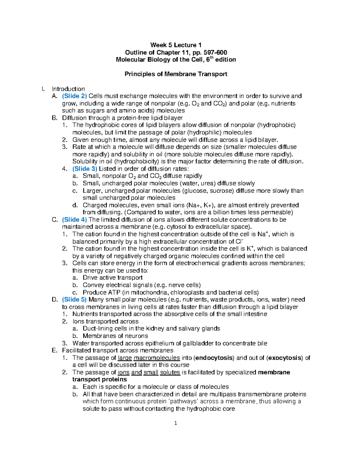 Biol4004 05 Outline 1 2016 1 Week 5 Lecture 1 Outline Of Chapter 11 Pp 597 Molecular