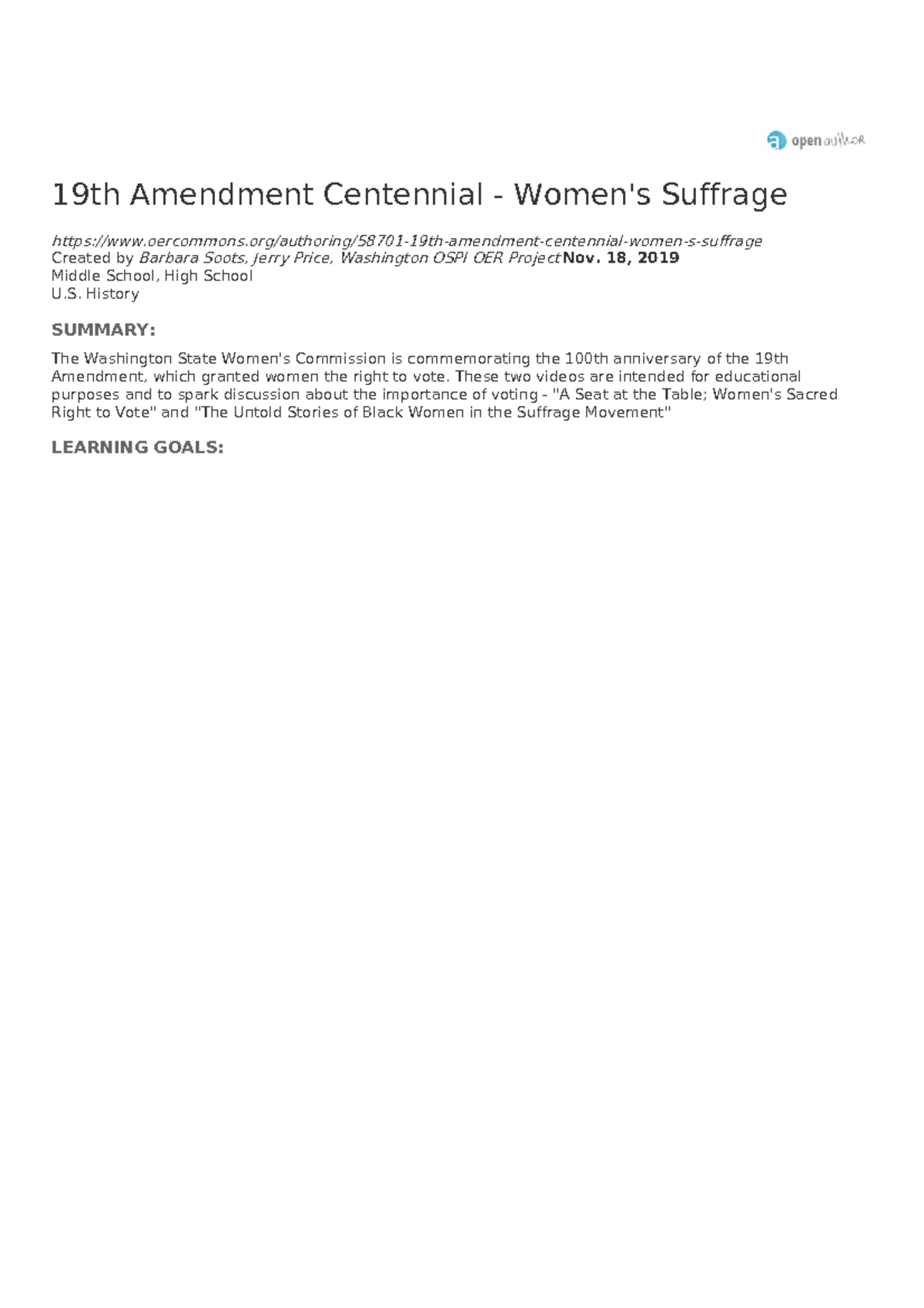 19th Amendment Centennial - Women's Suffrage - 19th Amendment ...