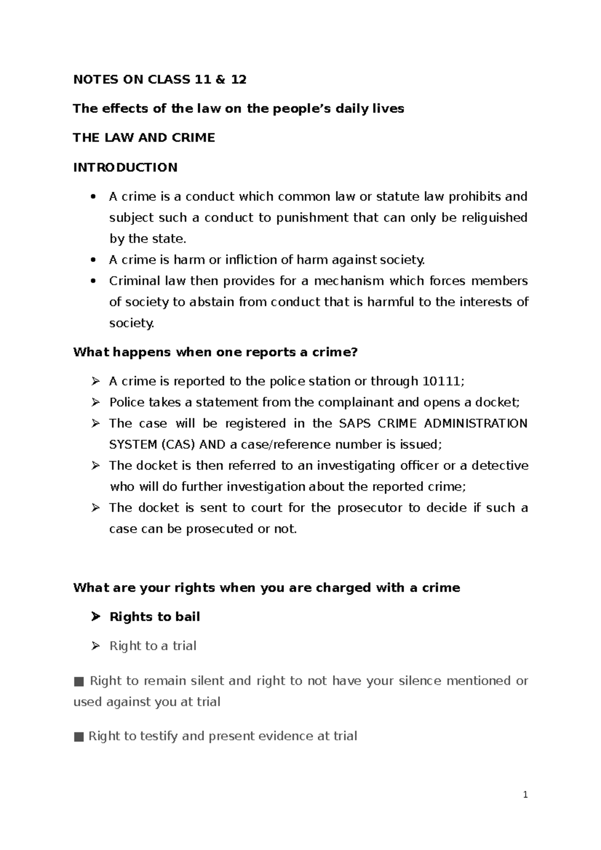 Lecture 5 - CRIMINAL PROCEDURE - NOTES ON CLASS 11 & 12 The effects of ...