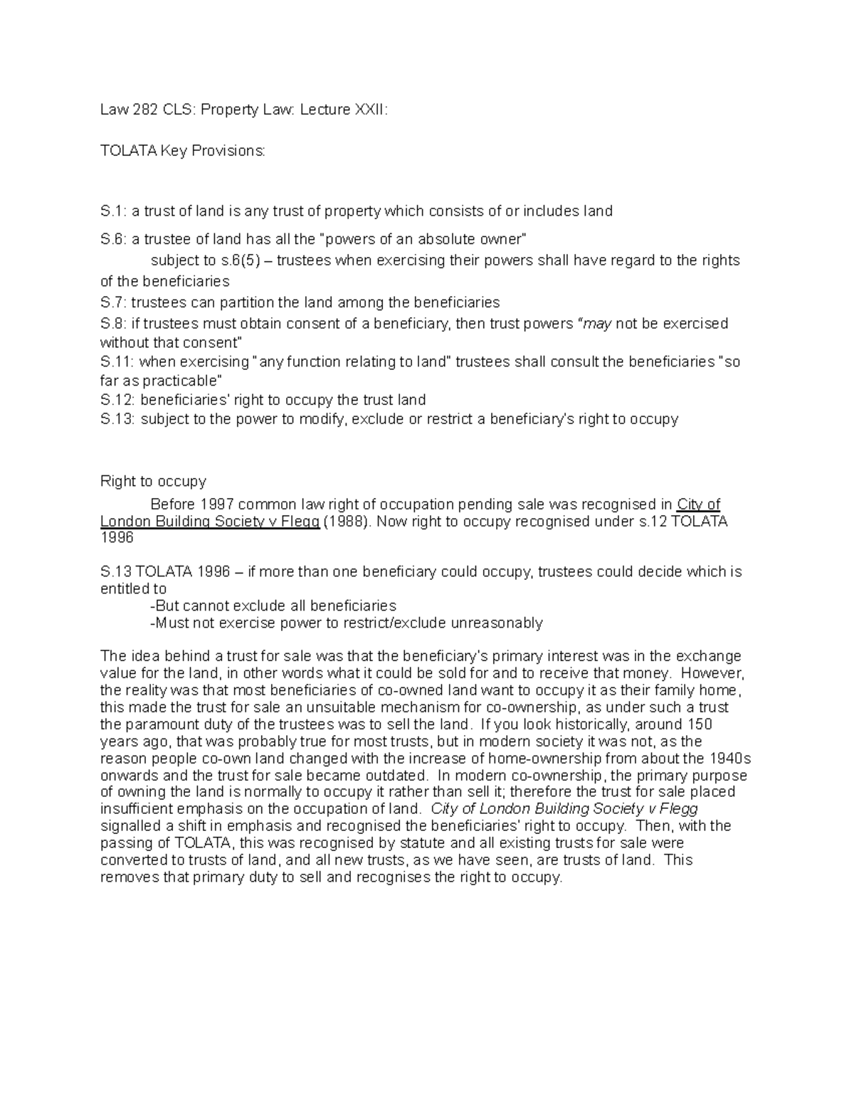 Lecture 22 - Tolata Key Provisions - Law 282 CLS: Property Law: Lecture ...
