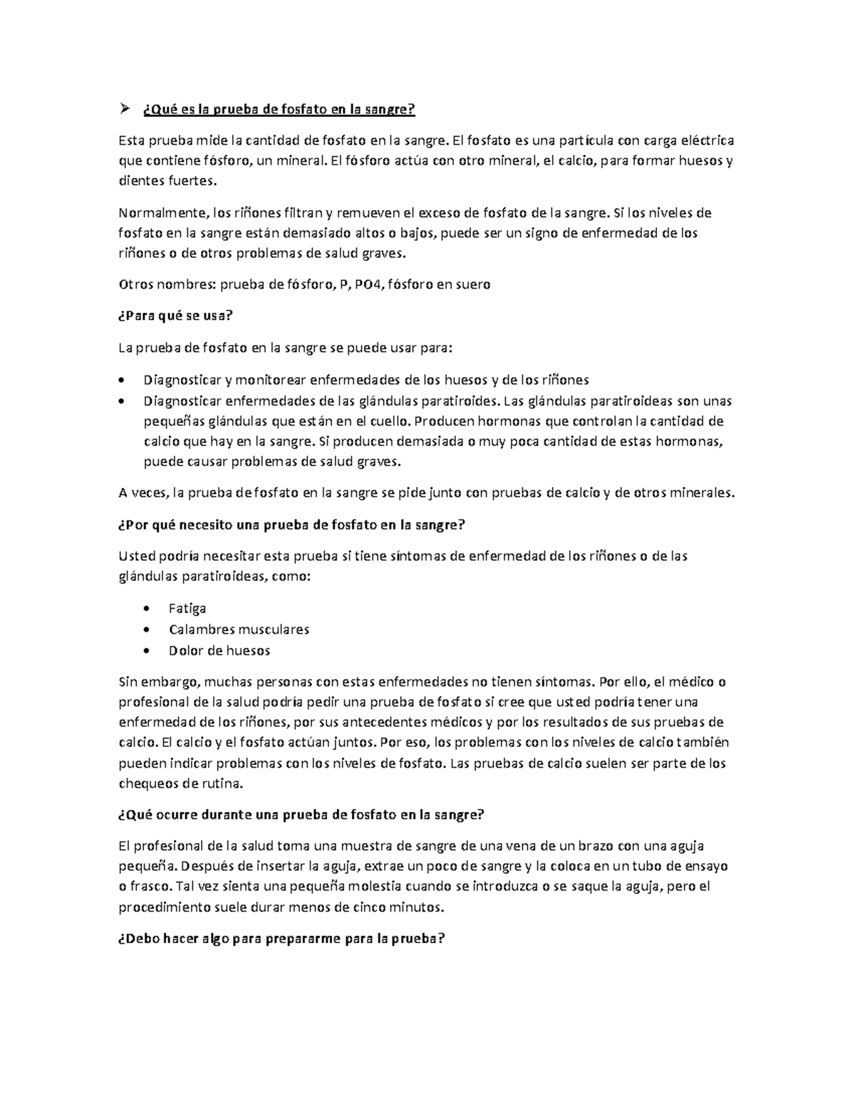 Prueba De Fosfato En La Sangre ¿qué Es La Prueba De Fosfato En La