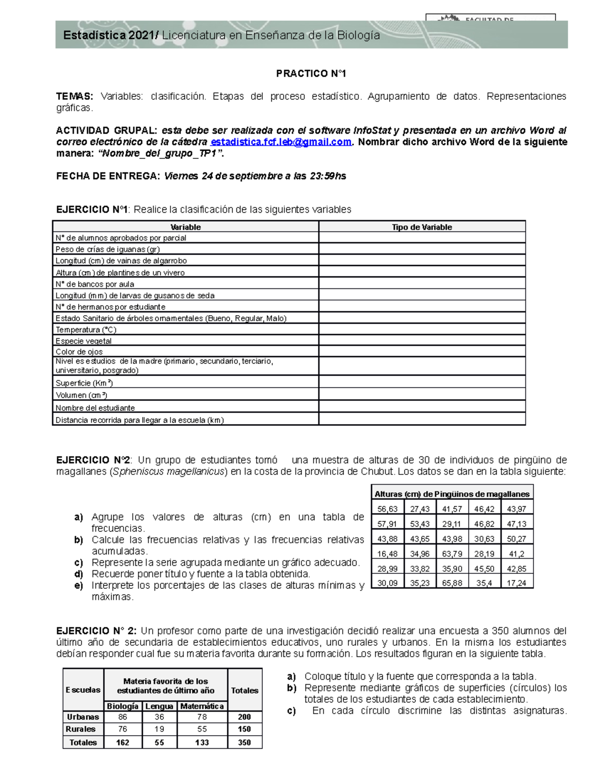 TPN°1 Estadistica 21 (2) - PRACTICO N° TEMAS: Variables: clasificación ...