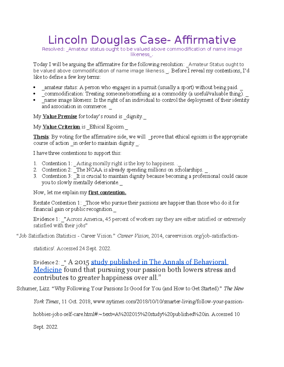 Debate Sept. 24, 2022 - dbjcbsdjocbd;jdcbfedcefd - Lincoln Douglas Case ...