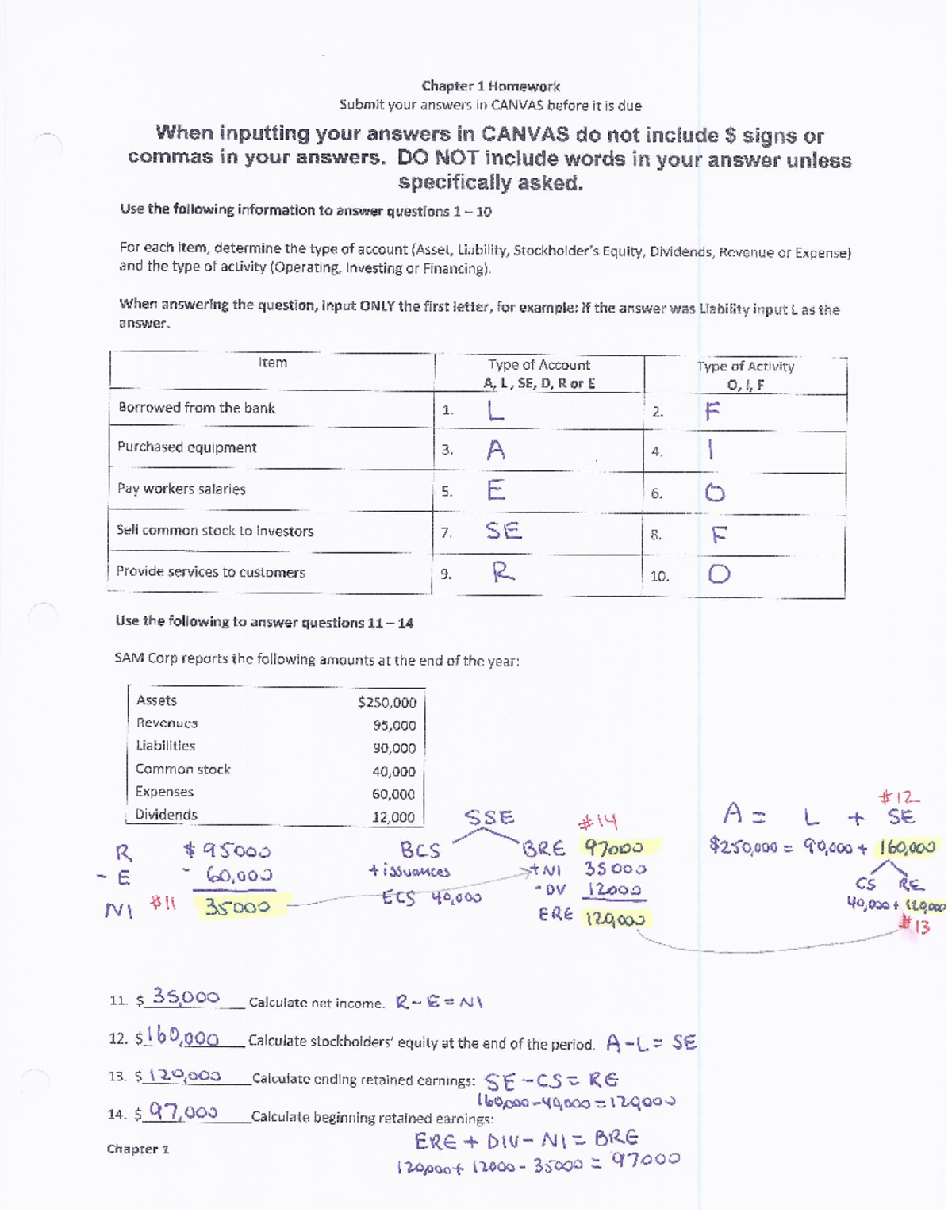 Chapter 1 HW Answers - Chapter 1 Homework Submit your answers in CANVAS ...
