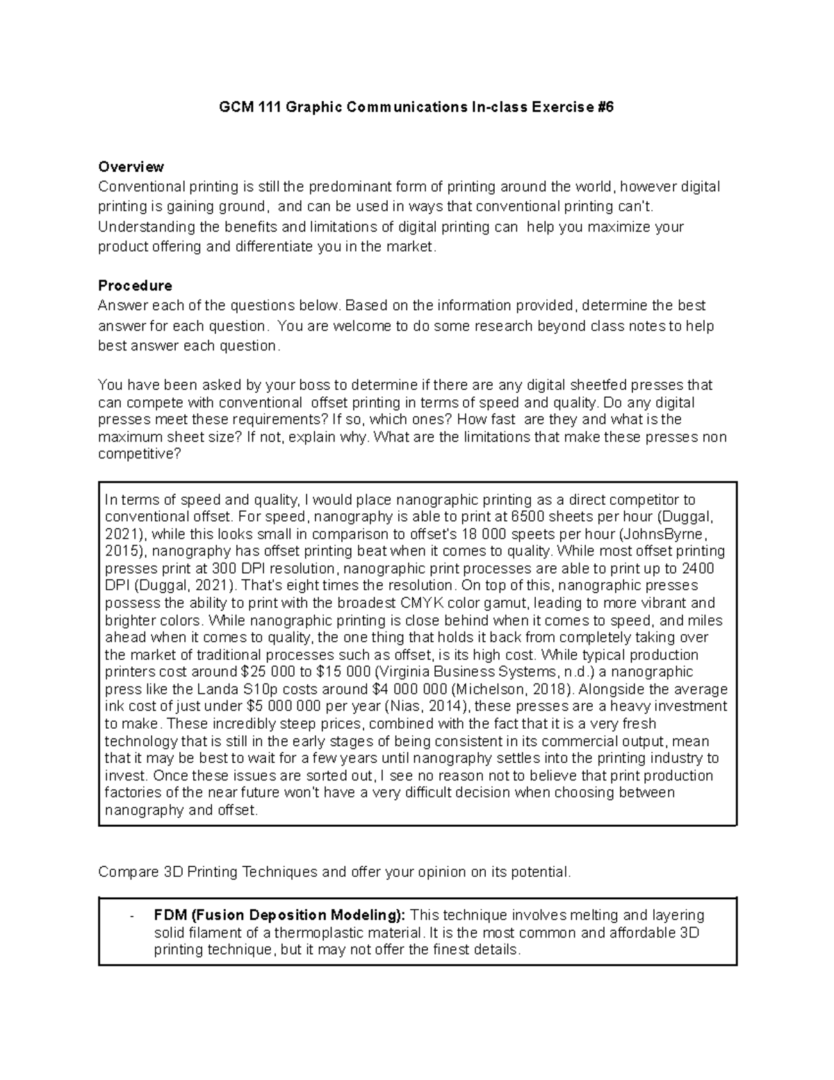 GCM 111 Graphic Communications In-class Exercise #6 - Understanding the ...