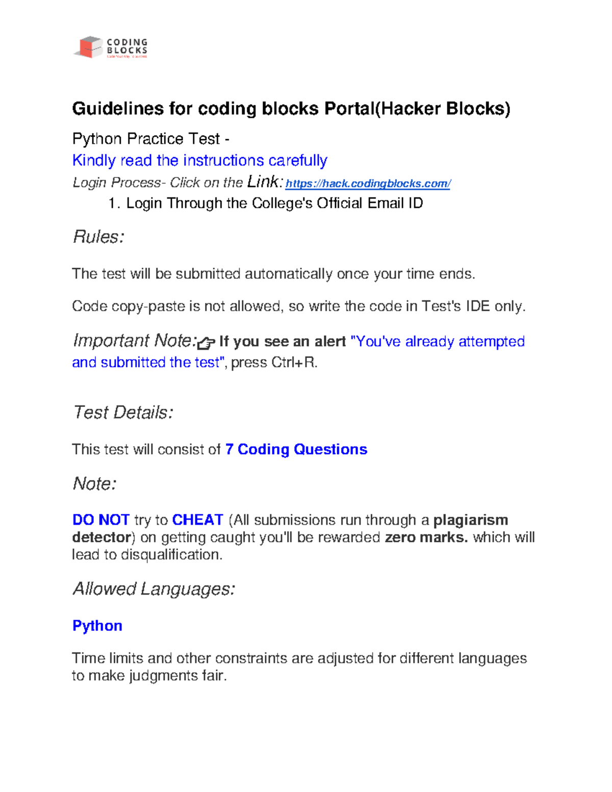 Guidelines for coding blocks Portal(Hacker Blocks) - Guidelines for coding blocks Portal(Hacker ...