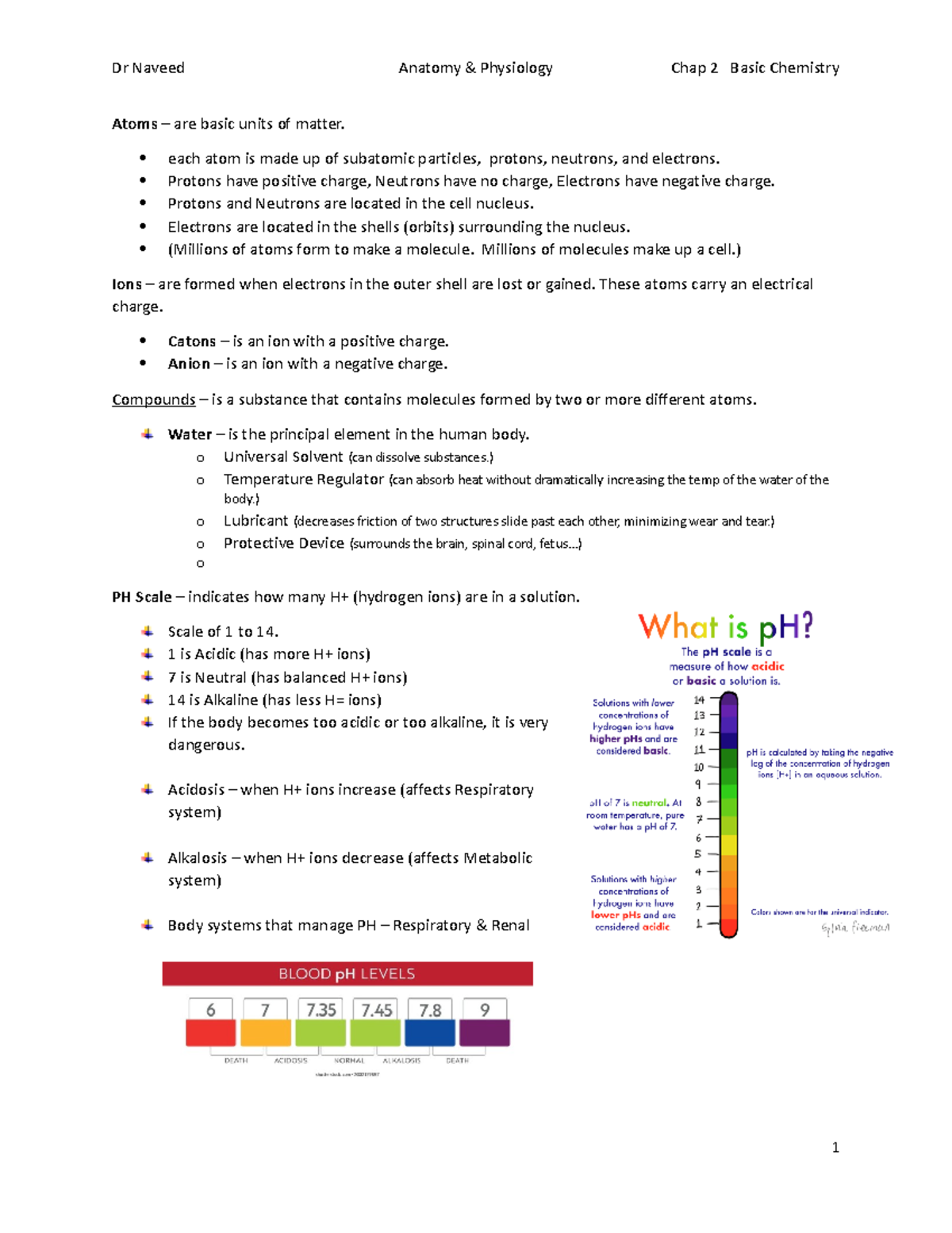 Dr Naveed Ch 2 Basic Chemistry - Dr Naveed Anatomy & Physiology Chap 2 ...