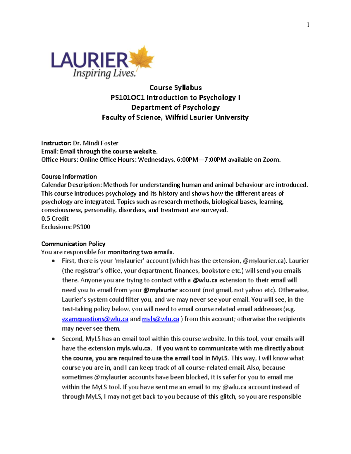 PS101 OC Syllabus Spring 2022 - Course Syllabus PS 101 OC1 Introduction ...