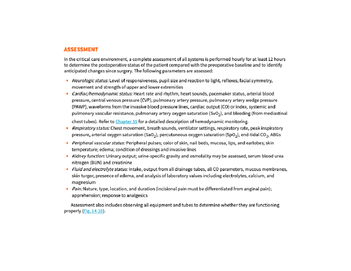 After cardiac surgery - see title - ASSESSMENT In the critical care ...