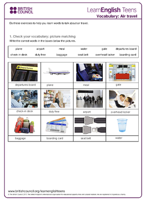 Airport Vocabulary Worksheet - AT THE AIRPORT Write the correct word ...