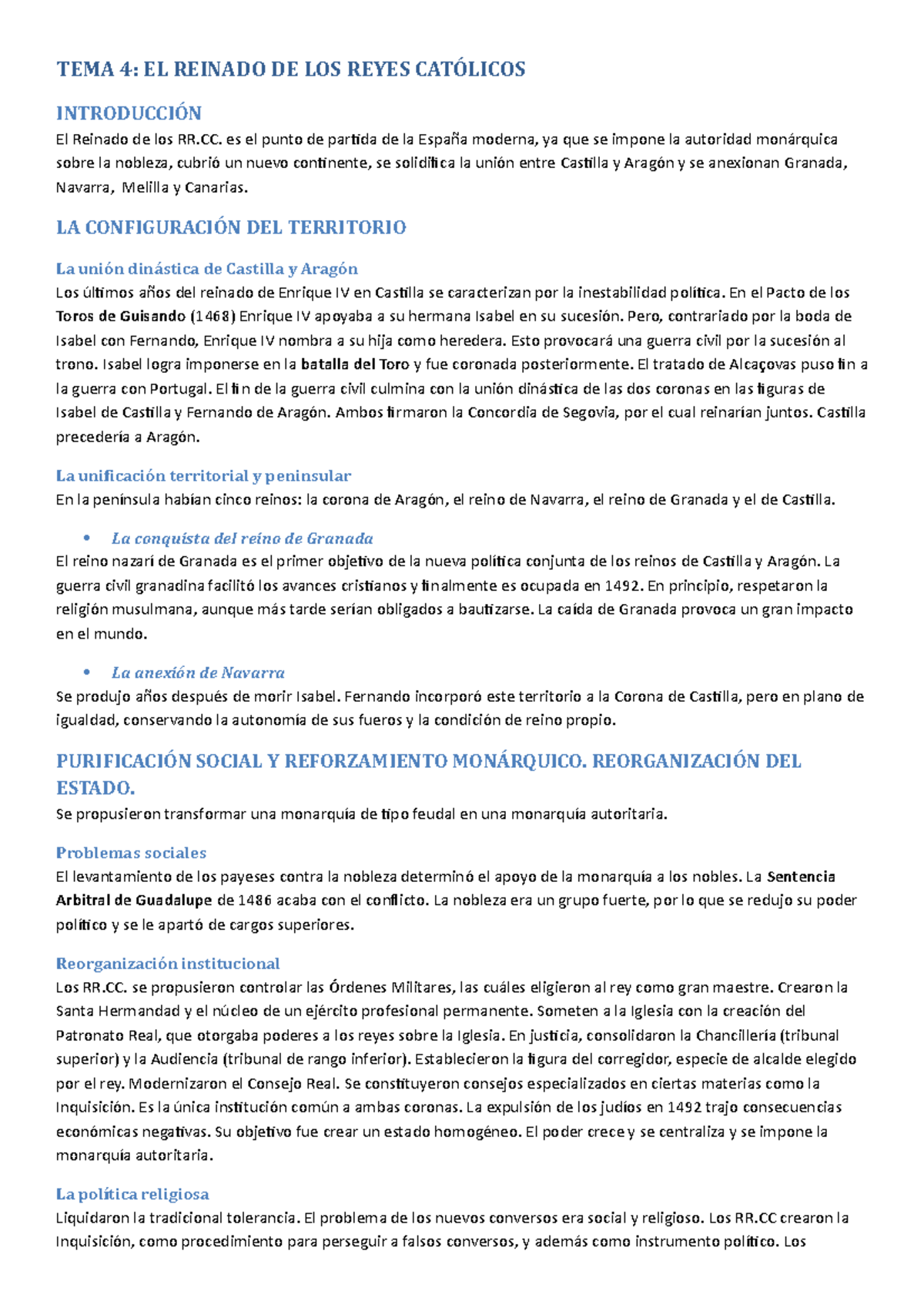 TEMA 4 EL Reinado DE LOS Reyes CatÓlicos - TEMA 4: EL REINADO DE LOS REYES CATÓLICOS ...