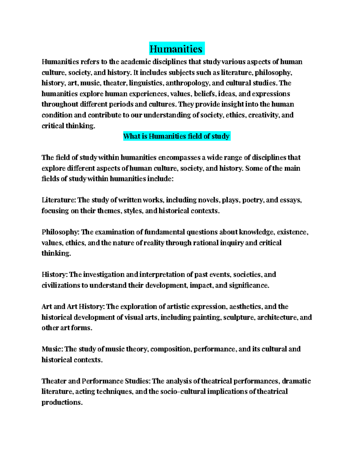 Humanities - Humanities Humanities refers to the academic disciplines ...