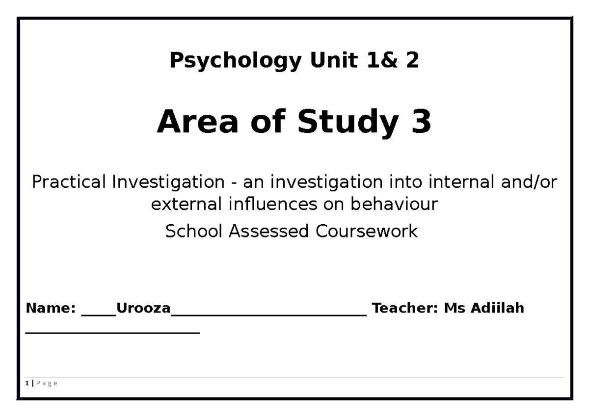 Psychology SAC - social experiment on cognitive human behaviors and ...
