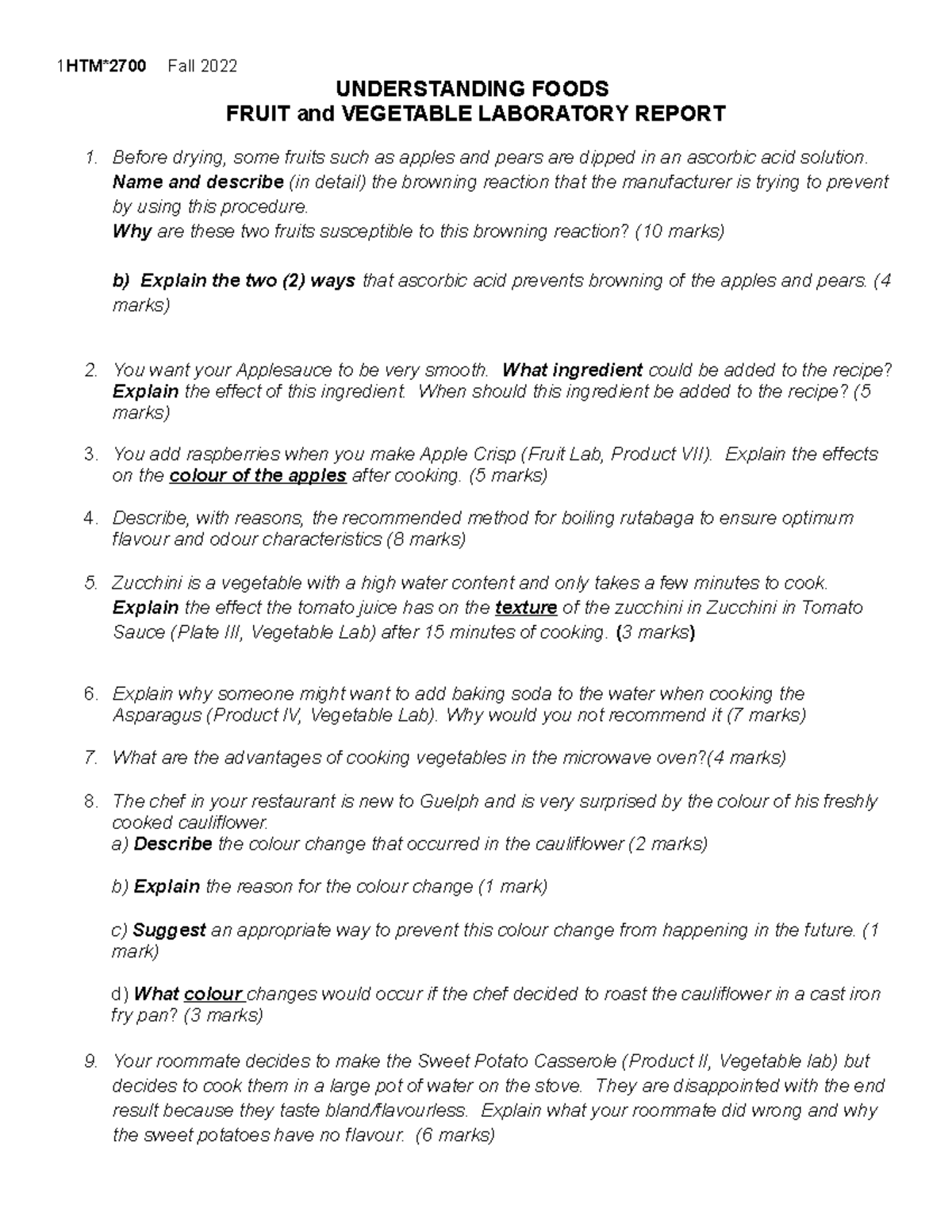 F22 Fruit & Vegetable Lab Report - 1 HTM*2700 Fall 2022 UNDERSTANDING ...
