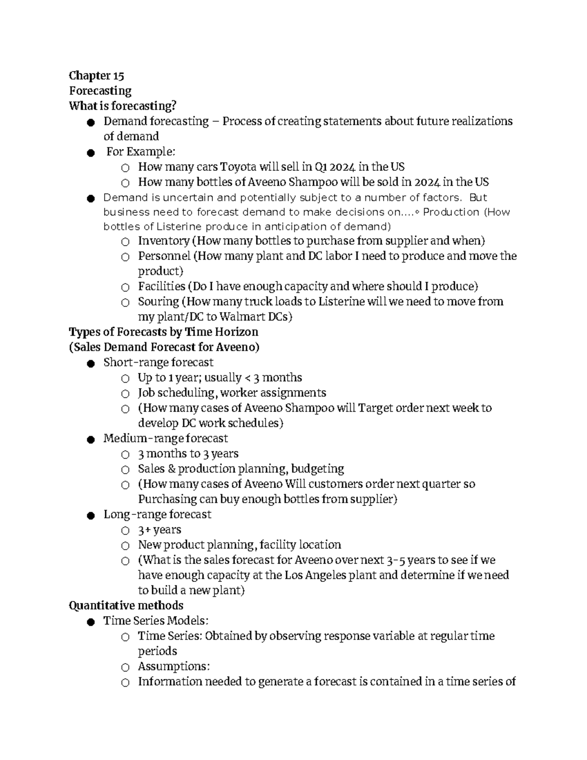 Week 6 lecture 2 - Prof Emmanaual. - Chapter 15 Forecasting What is ...