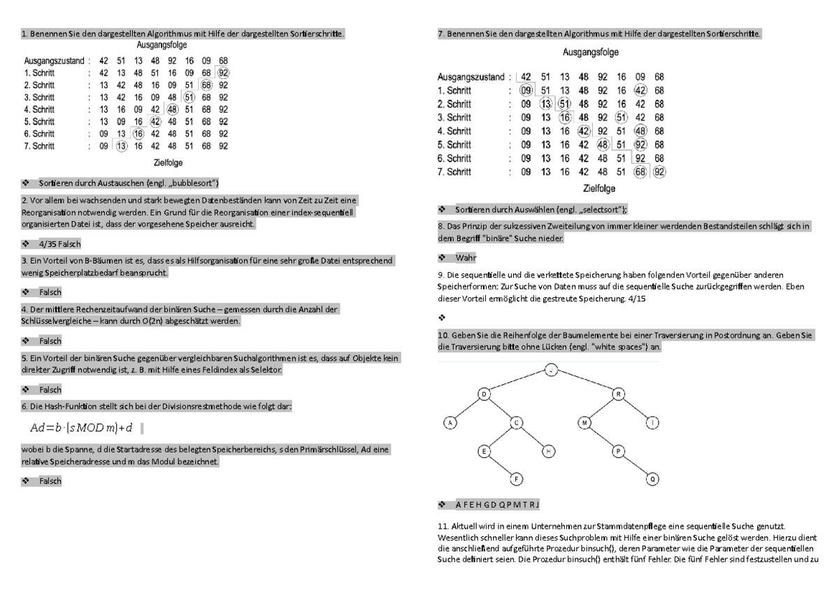 EA 2 - Algorithmen und Datenstrukturen - Benennen Sie den dargestellten ...