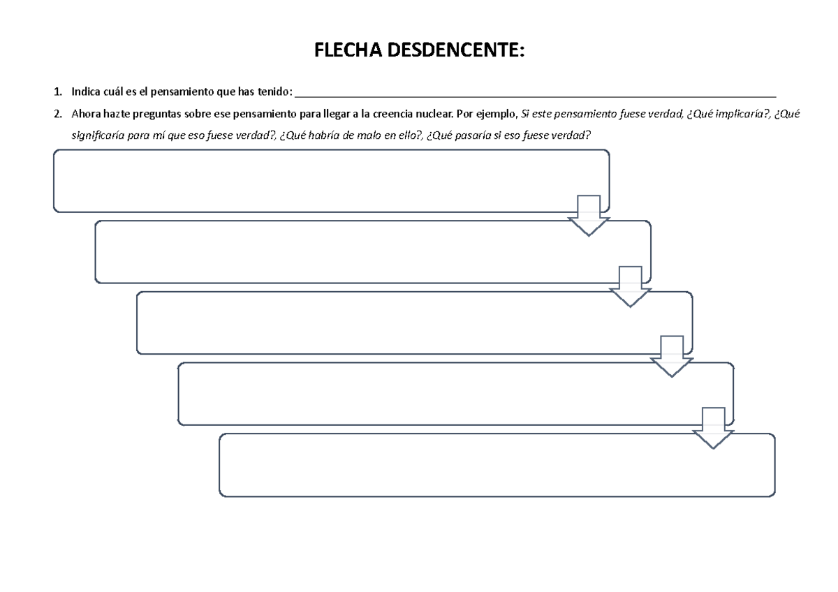 Flecha Descendente - Técnica de restructuración cognitiva - Técnicas de ...