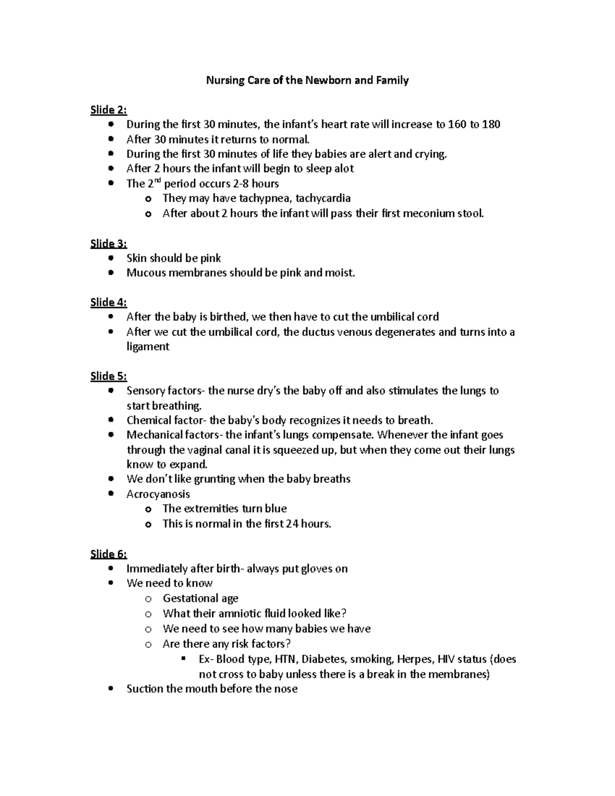 Nursing Care of the Newborn and Family Notes - Nursing Care of the ...