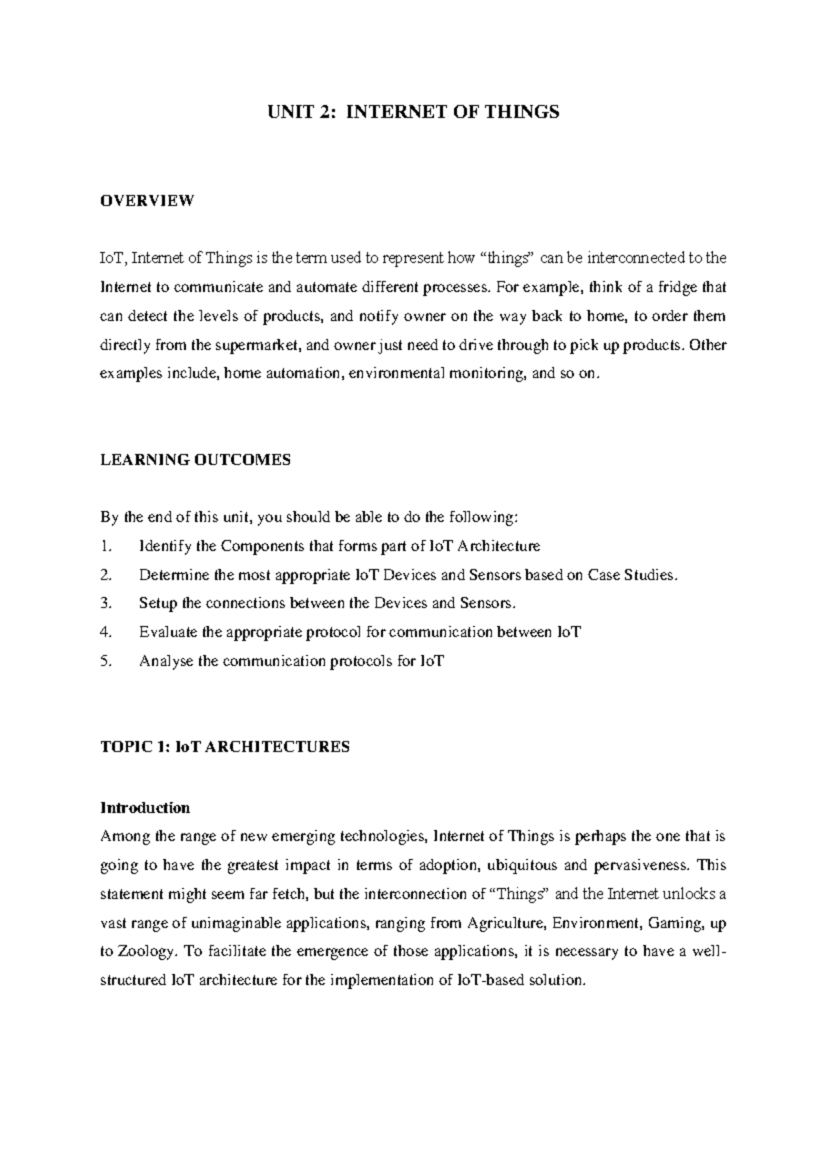 Module 2 - Internet of Things - Final - UNIT 2: INTERNET OF THINGS ...