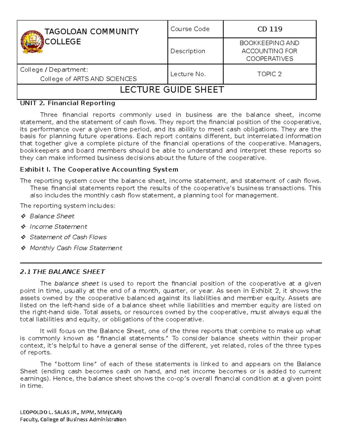 UNIT 2. Financial Reporting Topic 2 - UNIT 2. Financial Reporting Three ...