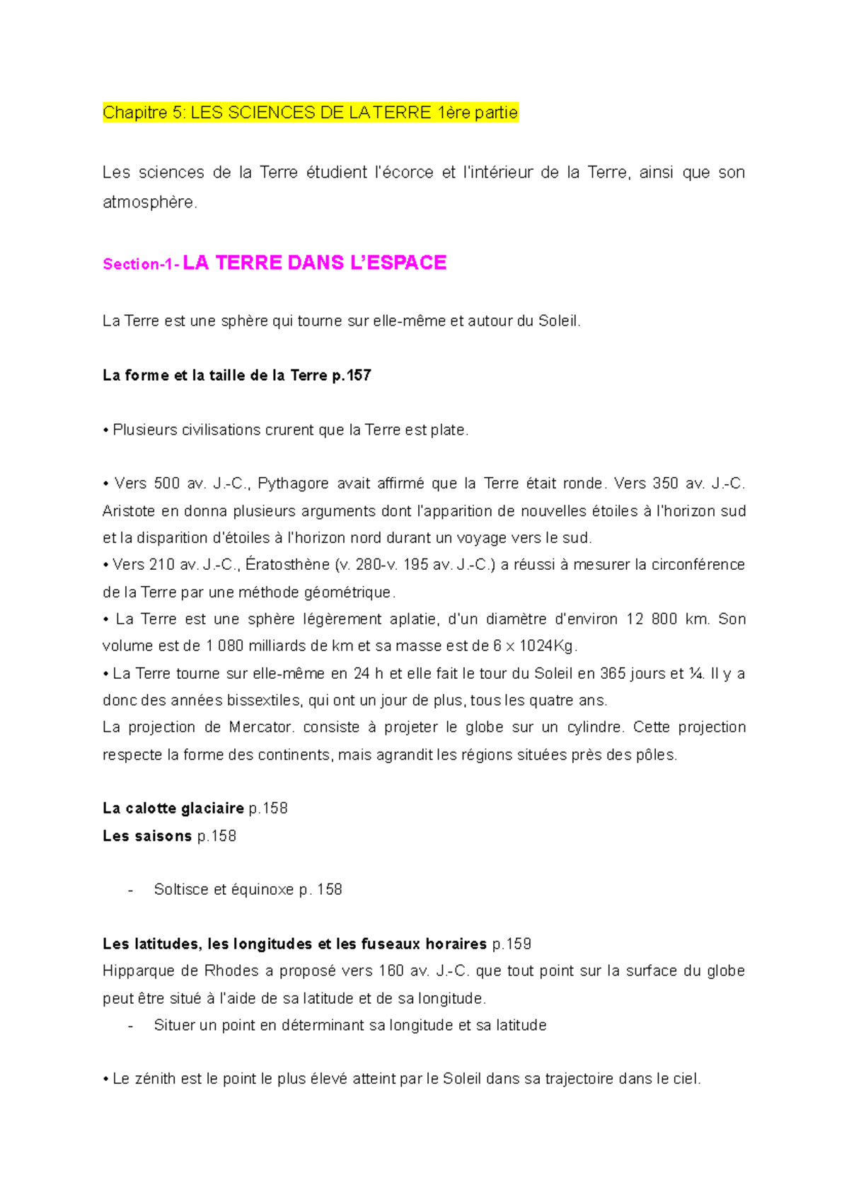 Doc de révision DID1111 - Chapitre 5: LES SCIENCES DE LA TERRE 1ère ...