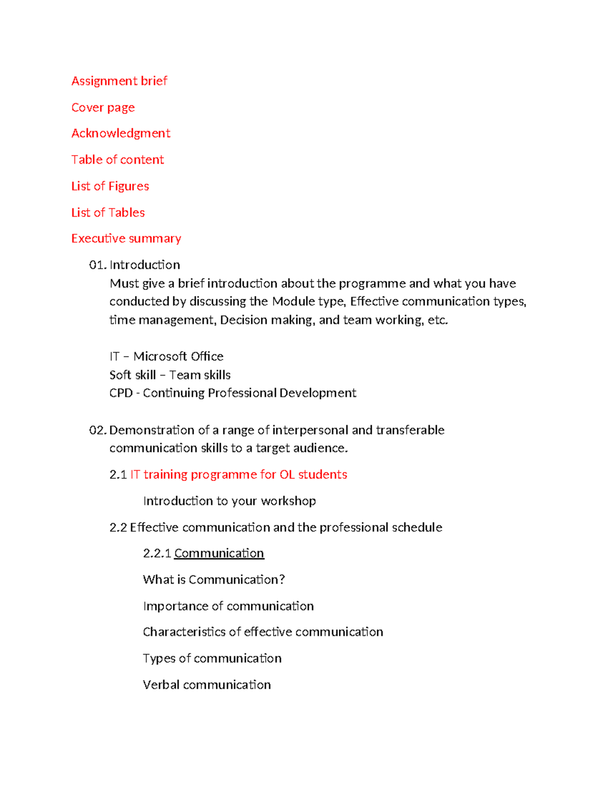 Assignment brief - Assignment brief Cover page Acknowledgment Table of ...