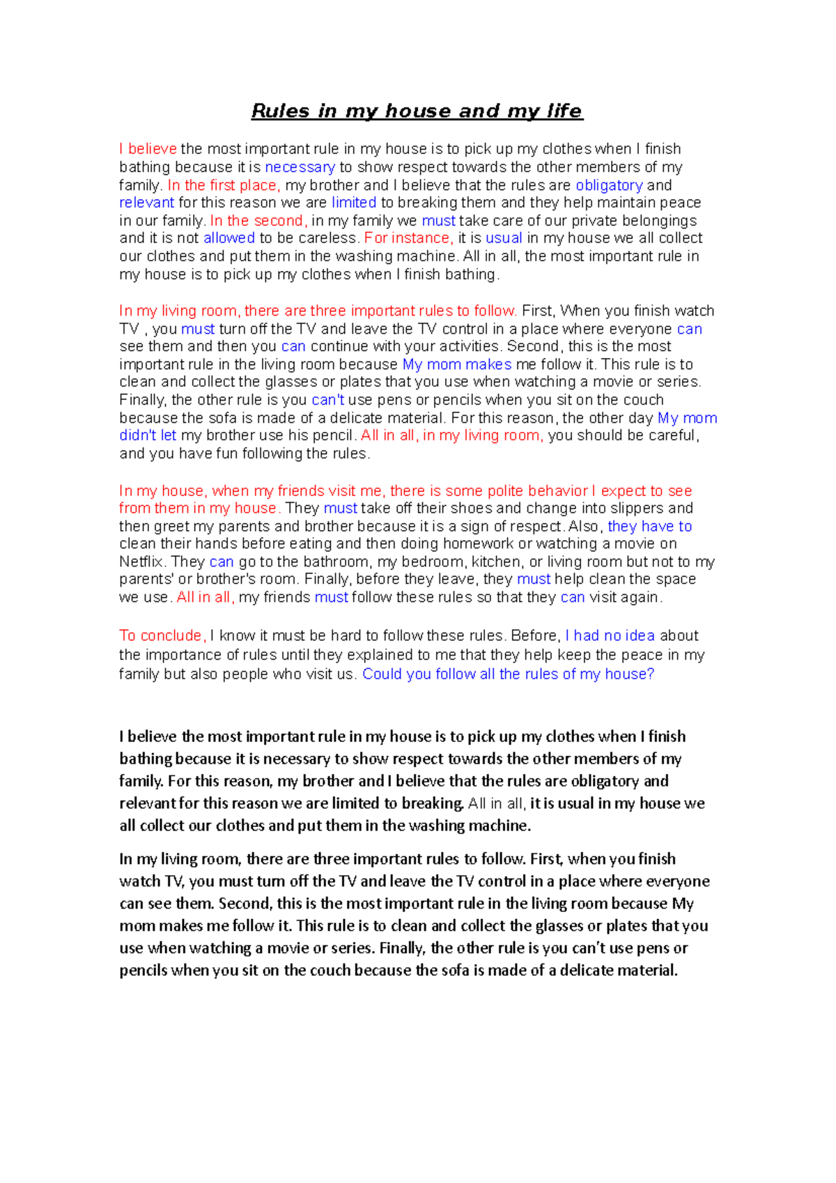 Rules - OK ESTA BIEN - Rules in my house and my life I believe the most ...