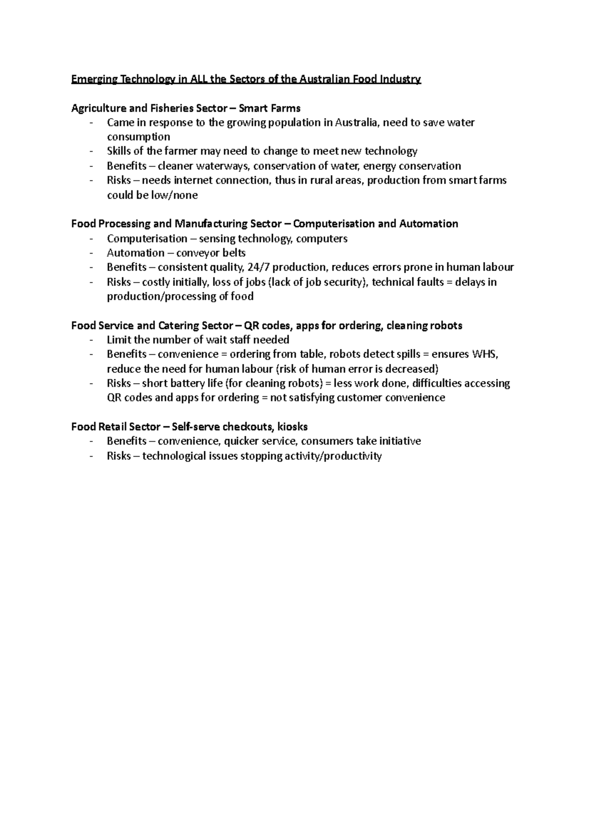 Emerging Technology in ALL the Sectors of the Australian Food Industry ...