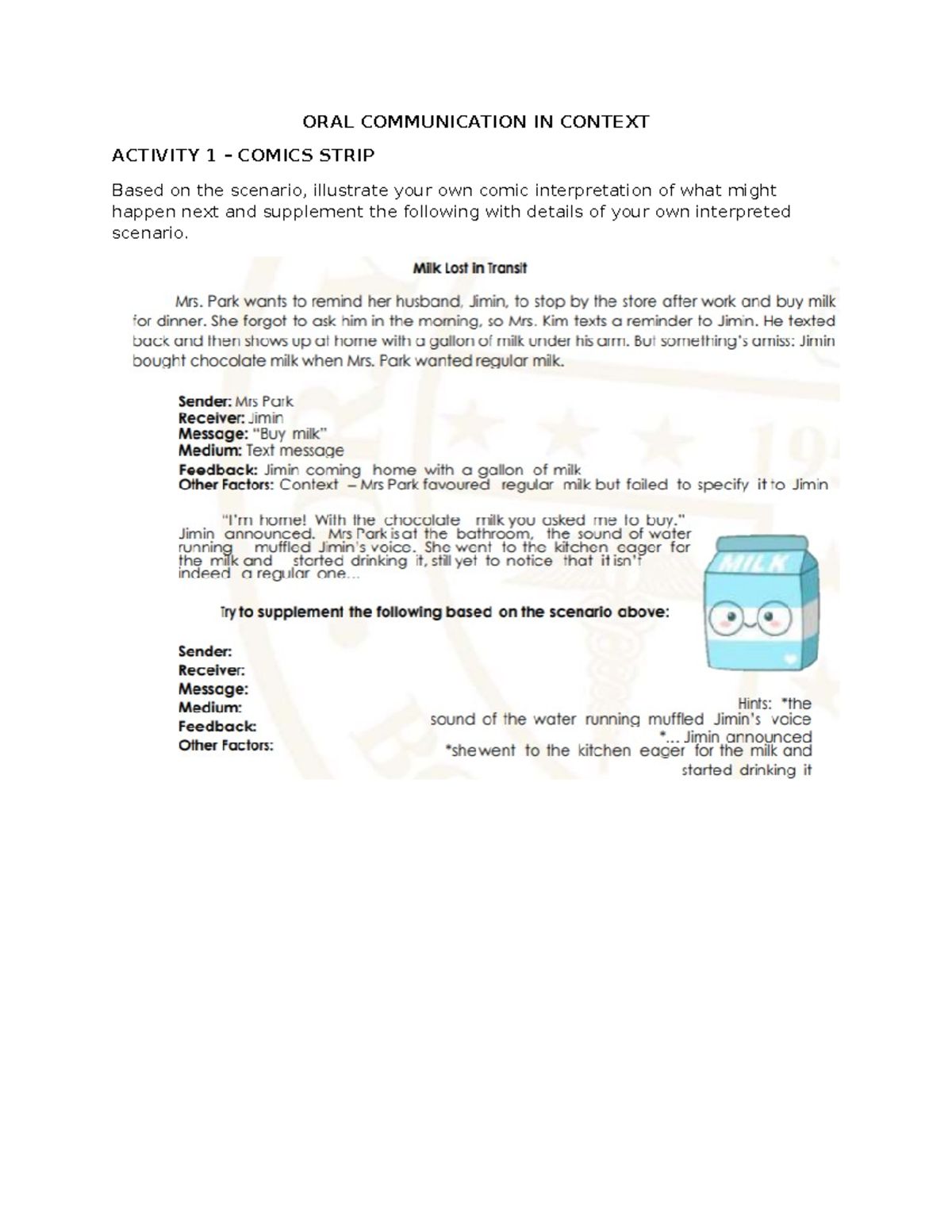 Activity - act - Computer Science - ORAL COMMUNICATION IN CONTEXT ...