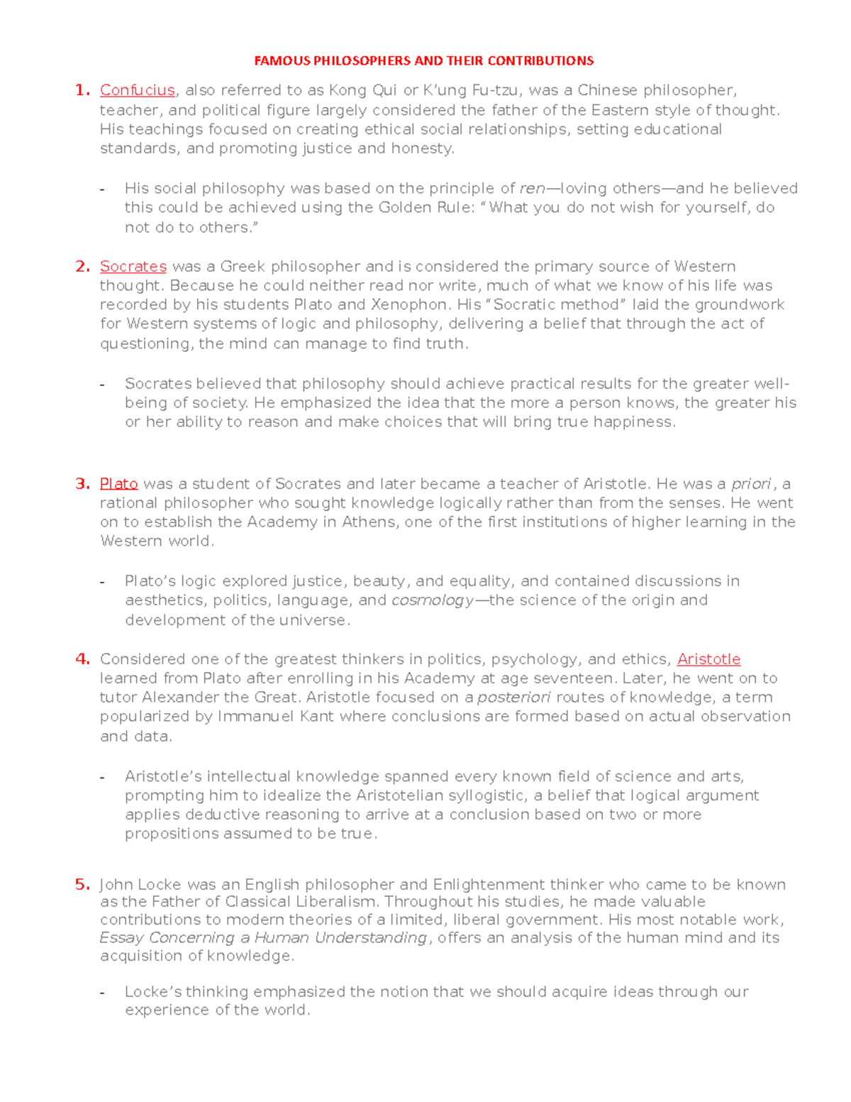 Lesson 2 topic Intro. Philo - FAMOUS PHILOSOPHERS AND THEIR ...