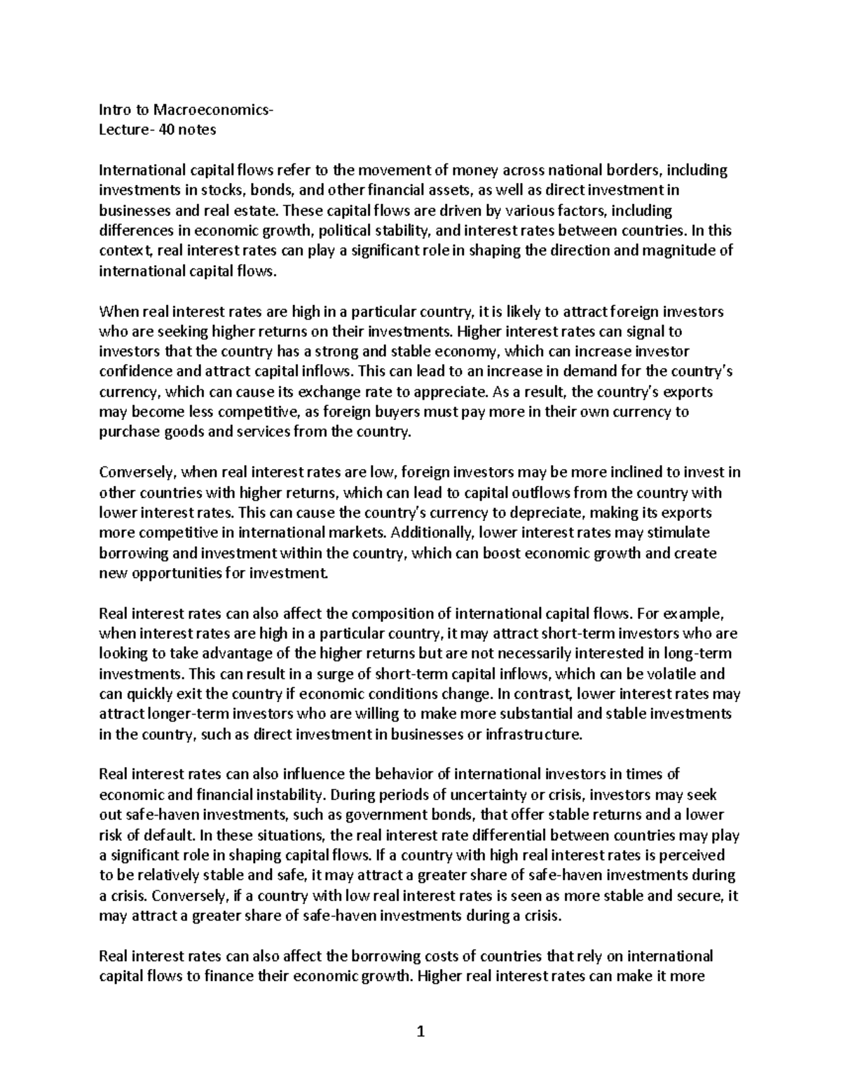 Intro To Macroeconomics Lecture 40 Notes 1 Intro To Macroeconomics