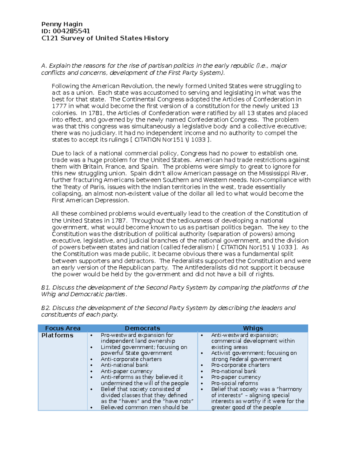 Task 2 - essay - ID: 004285541 C121 Survey of United States History A ...
