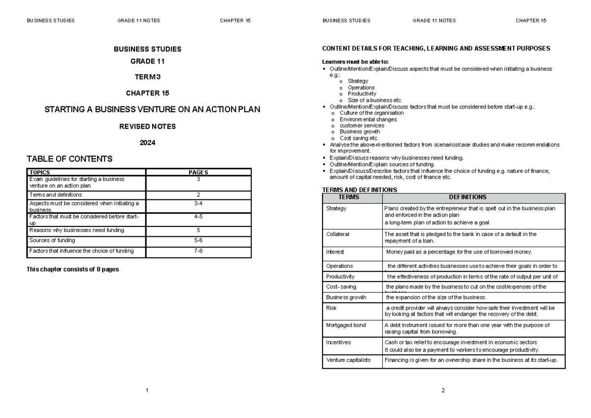 Acquiring A Business Notes - BUSINESS STUDIES GRADE 11 TERM 3 CHAPTER ...