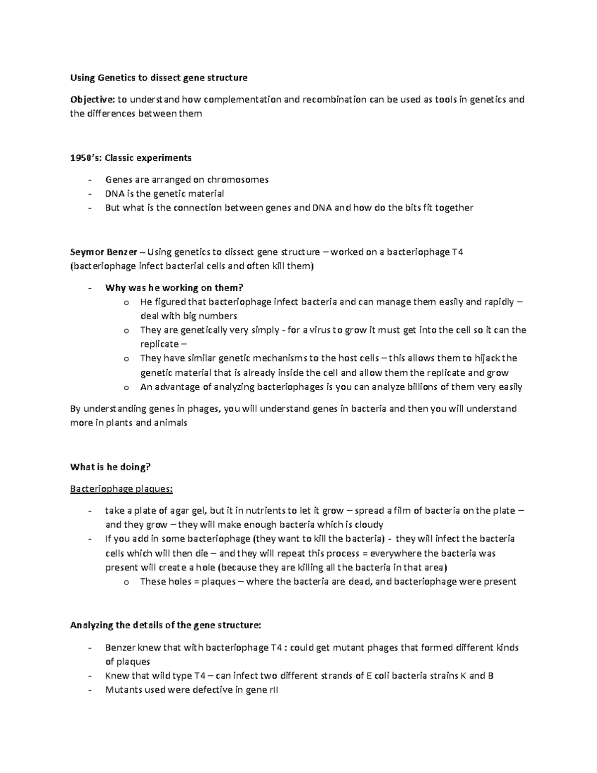 GENE221 - L3 - module 1 lecture notes - Using Genetics to dissect gene ...