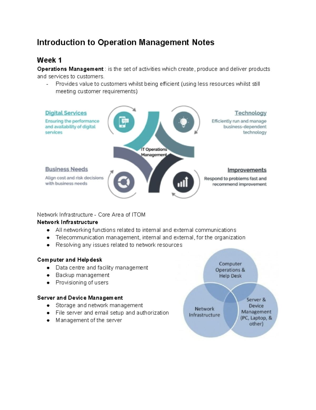 Introducton to Operations Management - Provides value to customers ...
