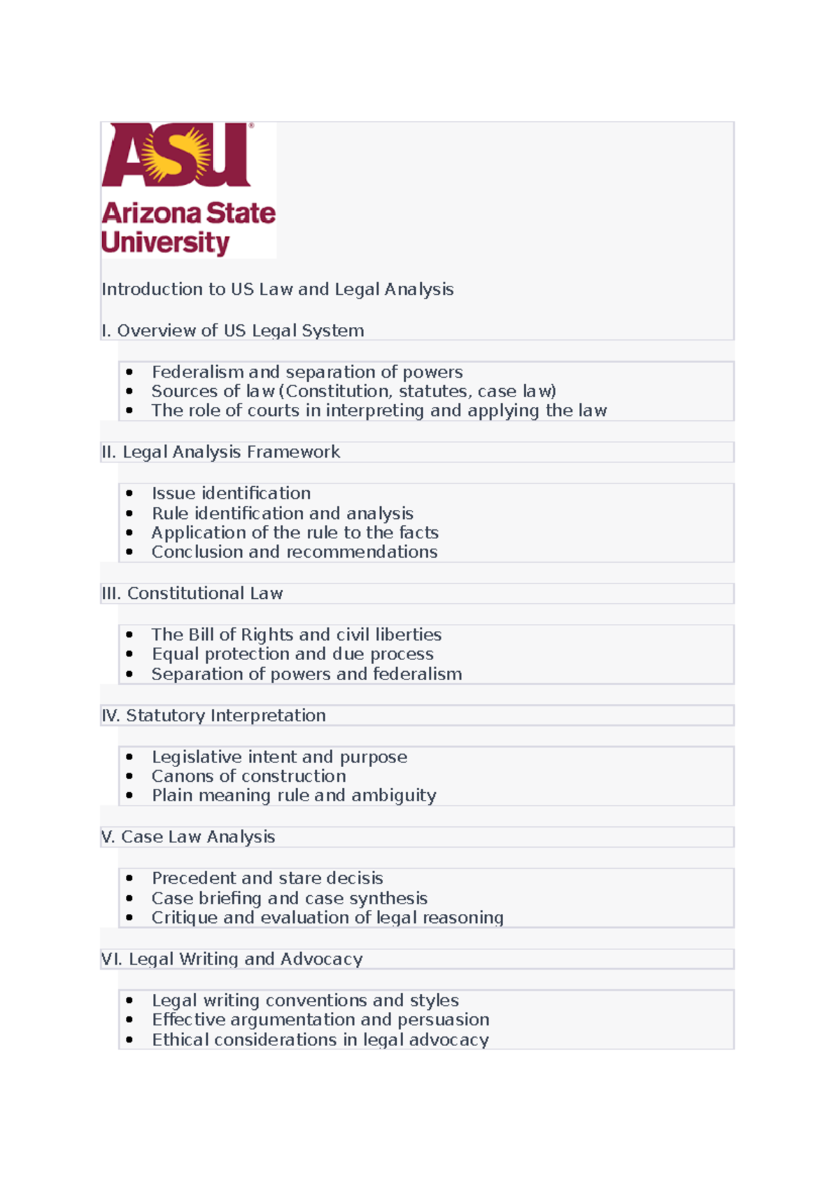 US Law and Legal Analysis - Overview of US Legal System Federalism and ...