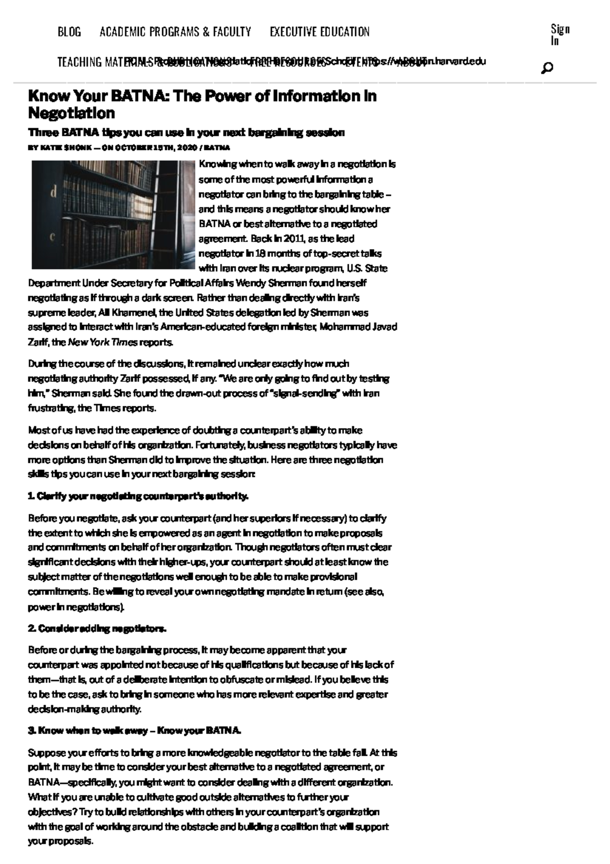 Know Your Batna The Power of Information in Negotiation - Negotiation ...